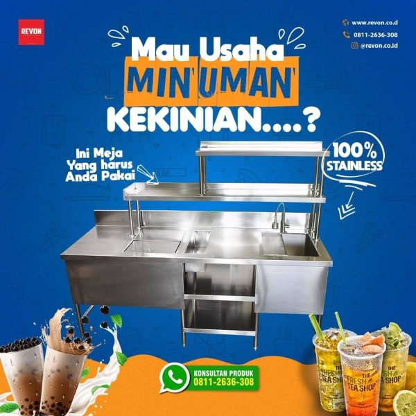 Harga Booth Minuman Kekinian Stainless Steel | Keren | REVON